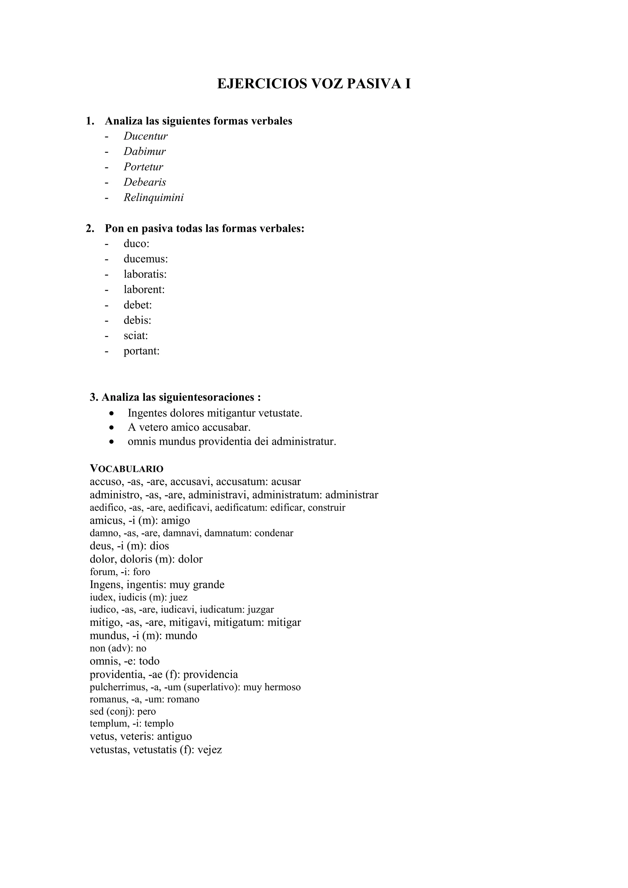 Ejercicios voz pasiva latin | PDF