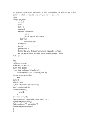 Ejercicios Whule y Do While | PDF
