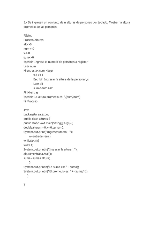 Ejercicios Whule y Do While