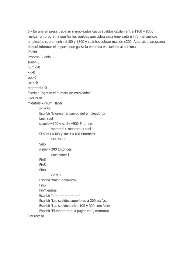 Ejercicios Whule y Do While