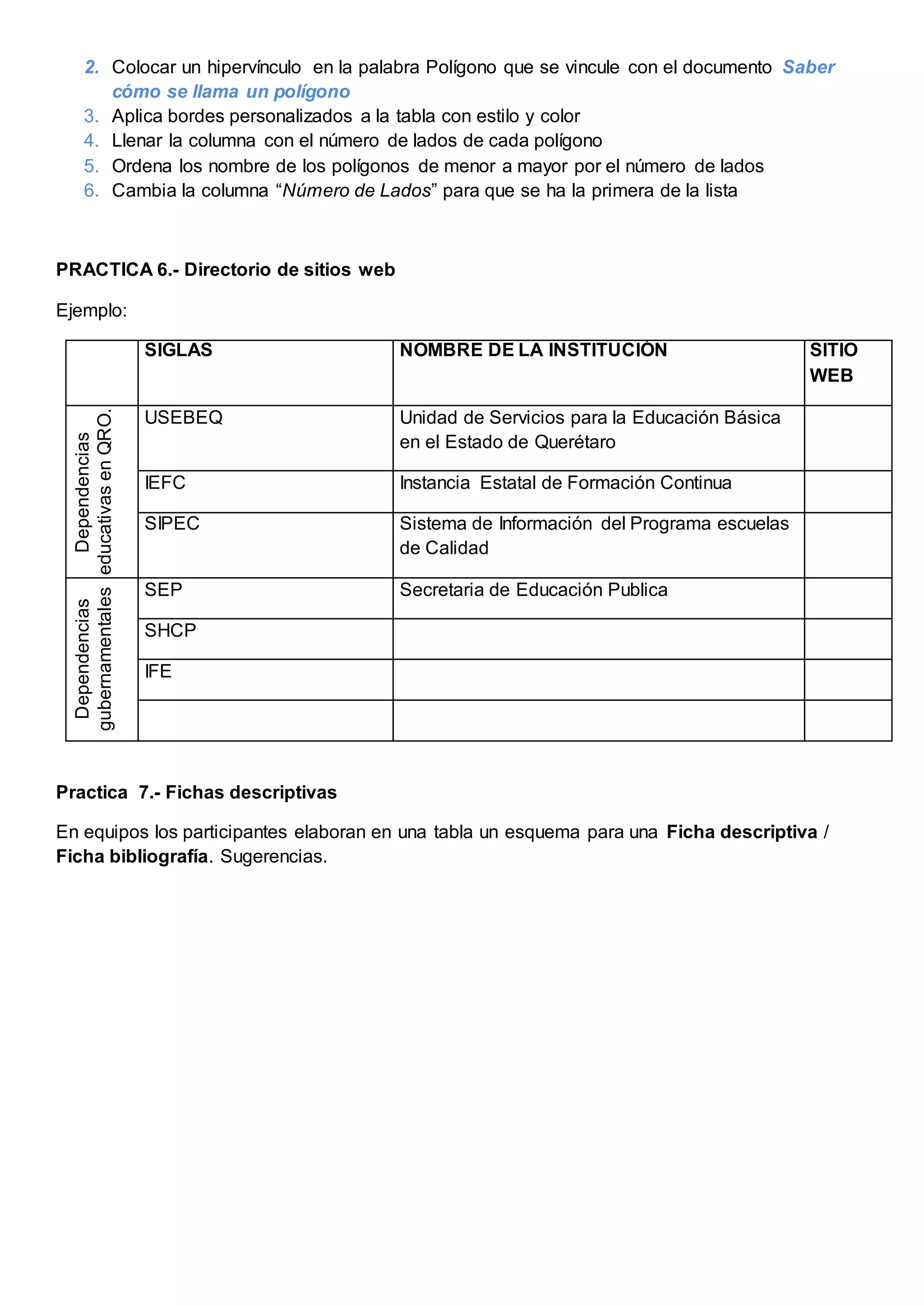Ejercicios word practica | DOCX