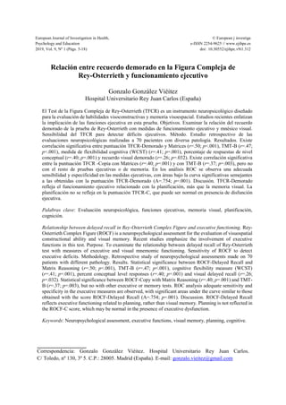 ROCF-Delayed Recall Reflects Executive Functioning | PDF