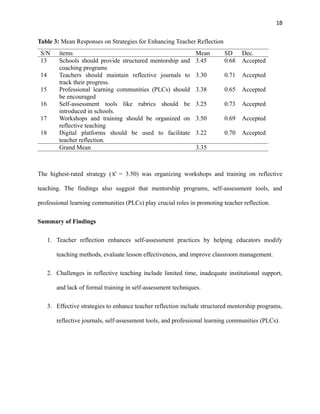 IMPORTANCE OF TEACHER REFLECTION AND SAFE ASSESSMENT | DOCX