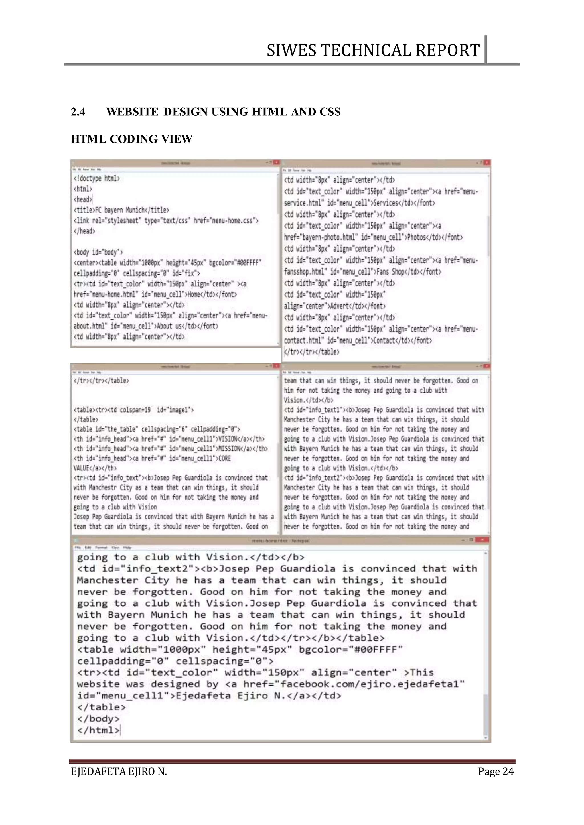 SIWES I.T REPORT ON WEB DESIGN | DOCX