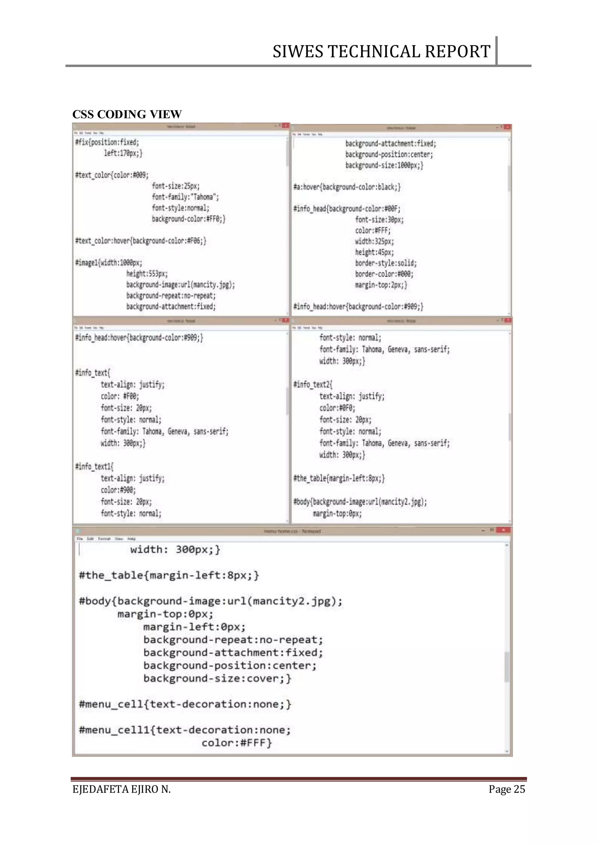 SIWES I.T REPORT ON WEB DESIGN | DOCX
