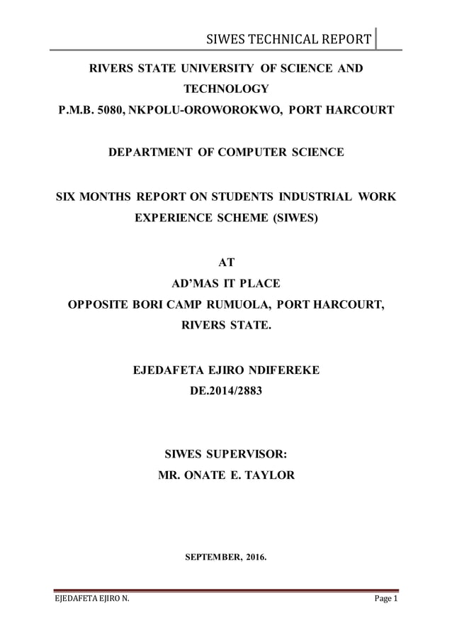 SIWES I.T REPORT ON WEB DESIGN | DOCX