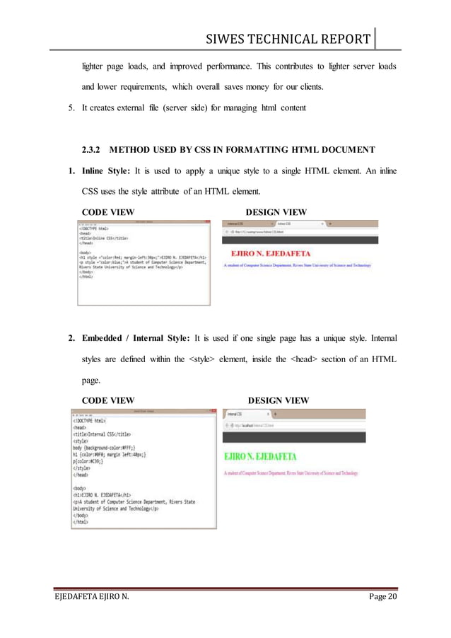 SIWES I.T REPORT ON WEB DESIGN | DOCX