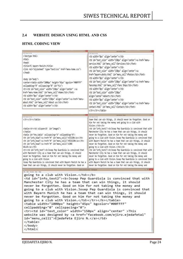 SIWES I.T REPORT ON WEB DESIGN | DOCX