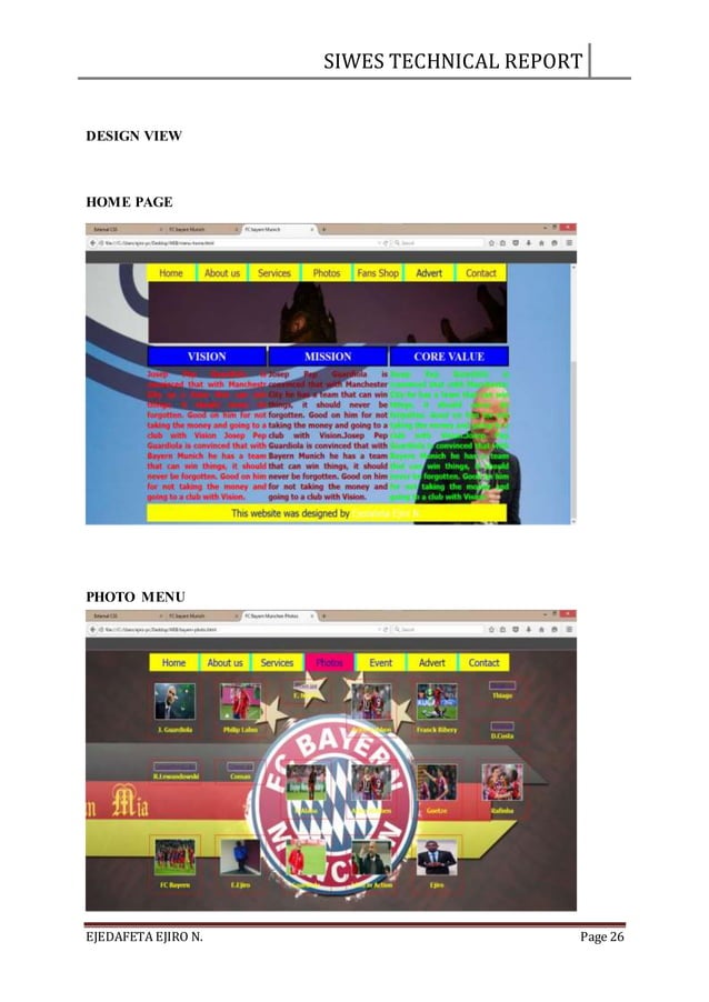 SIWES I.T REPORT ON WEB DESIGN | DOCX