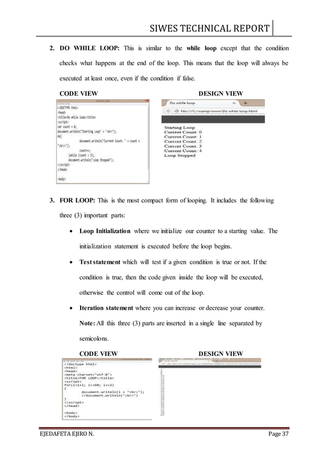 SIWES I.T REPORT ON WEB DESIGN | DOCX
