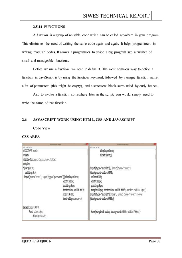 SIWES I.T REPORT ON WEB DESIGN | DOCX