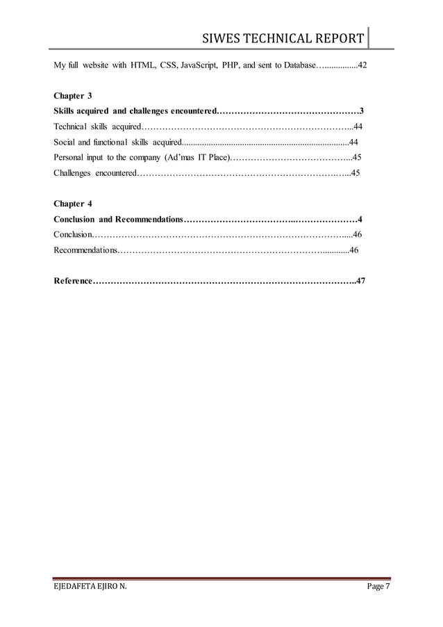 SIWES I.T REPORT ON WEB DESIGN | DOCX