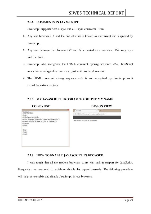 SIWES I.T REPORT ON WEB DESIGN