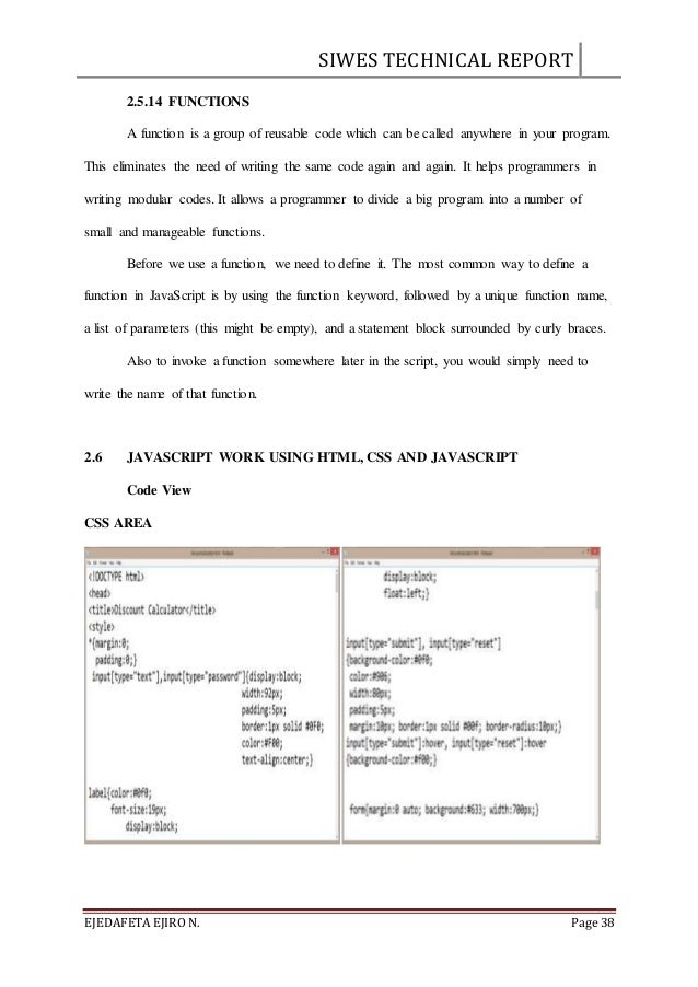 SIWES I.T REPORT ON WEB DESIGN