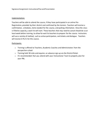 Signature Assignment CUR 516: Instructional Plan and Presentation | PDF