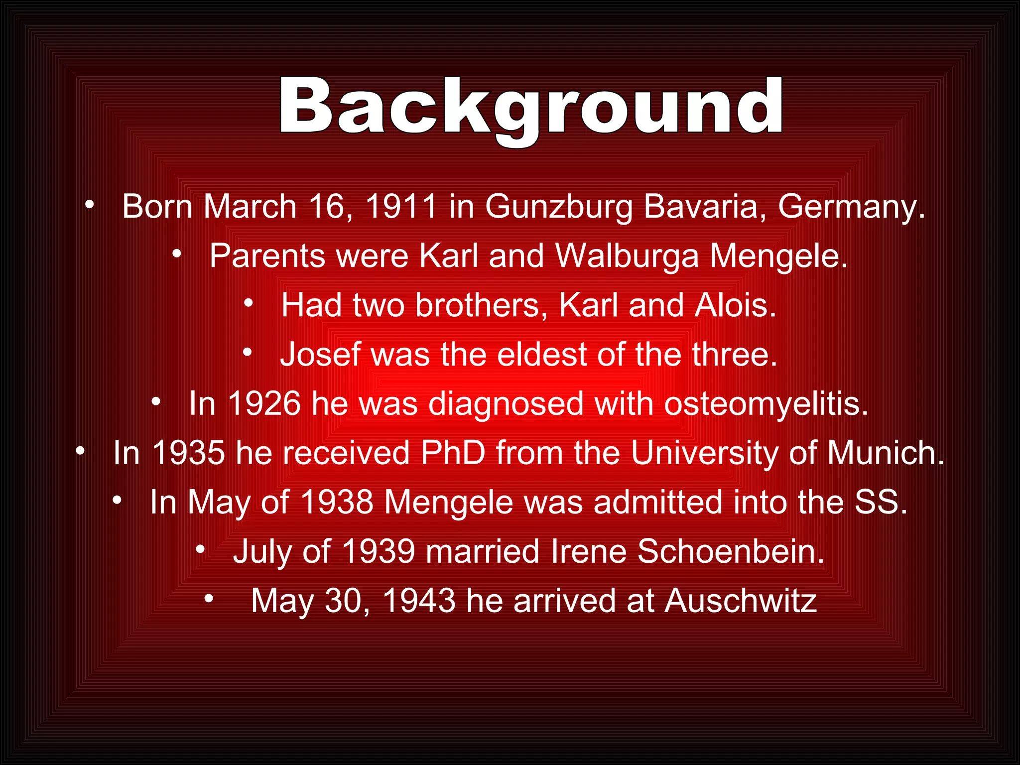 Josef Mengele "Angel of Death" | PPT