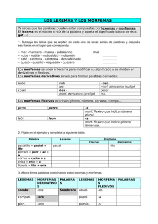 Ejercicios morfemas1 | PDF