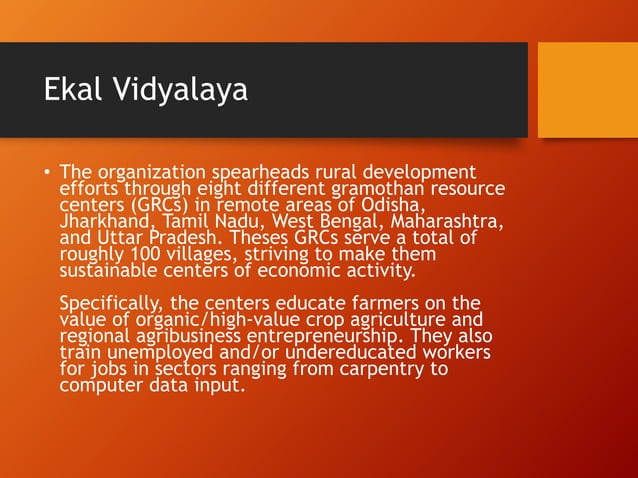 Gramothan Resource Centers of Ekal Vidyalaya | PPTX