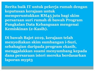 Ekasih rm45mil adalah berita baik kepada suri tumah | PPT