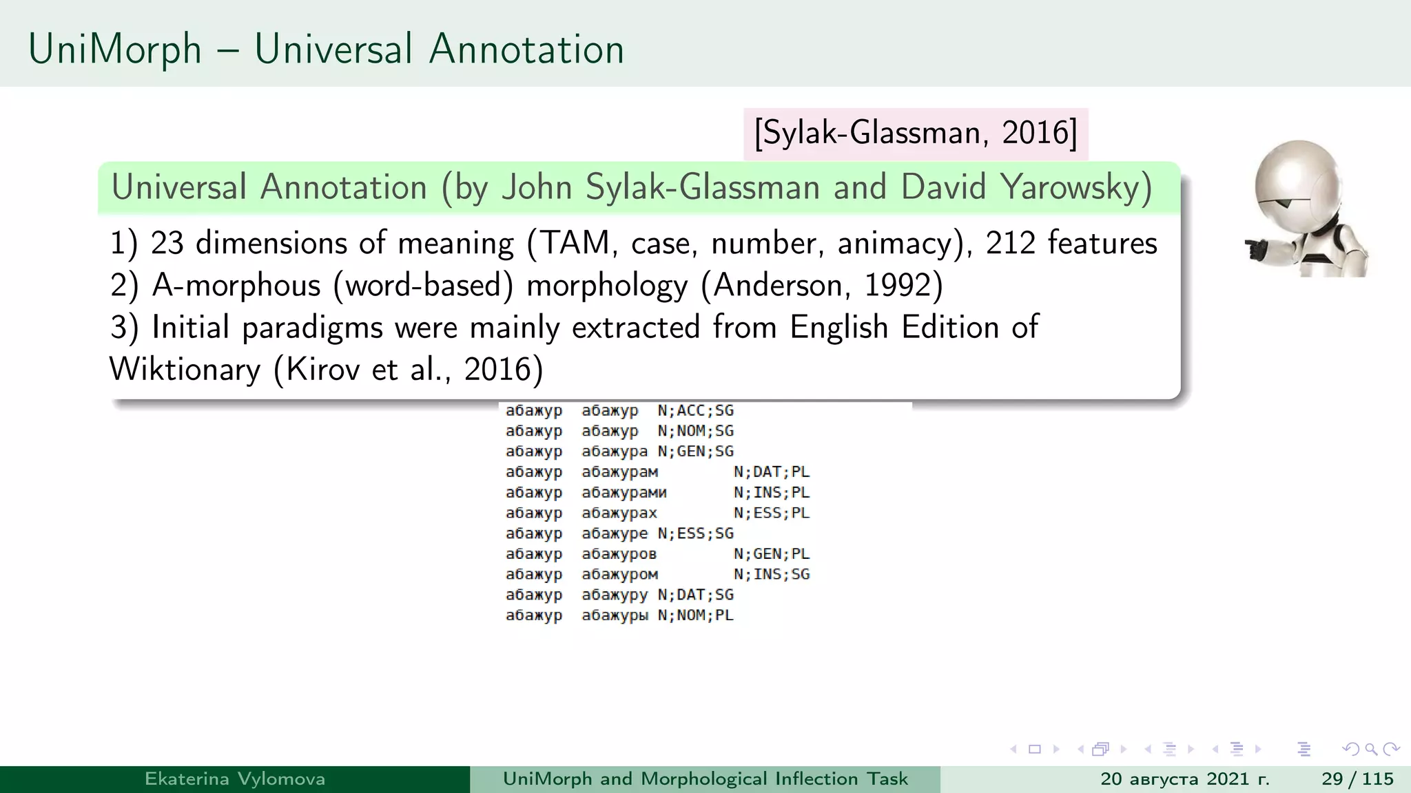 The UniMorph Project and Morphological Reinflection Task: Past, Present ...