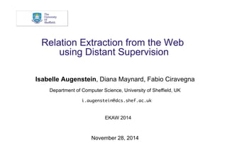 Relation Extraction from the Web using Distant Supervision | PDF | Databases | Computer Software ...