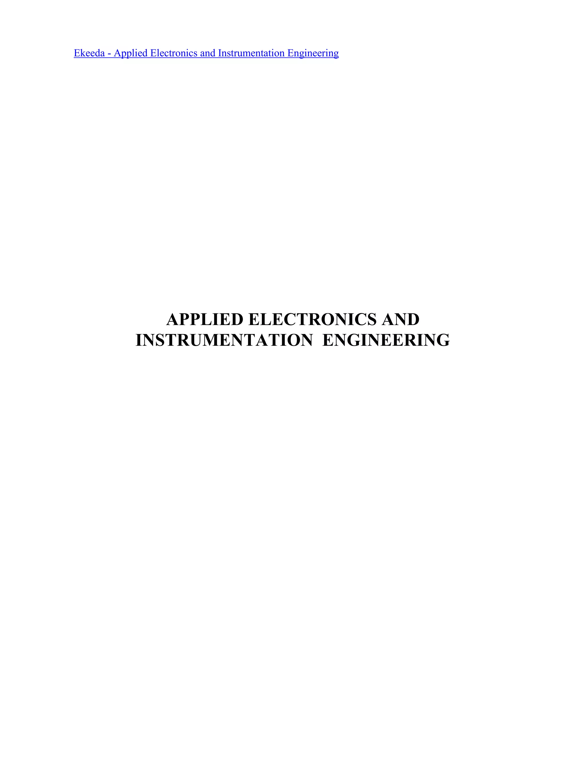 Ekeeda - Applied Electronics and Instrumentation Engineering | PDF