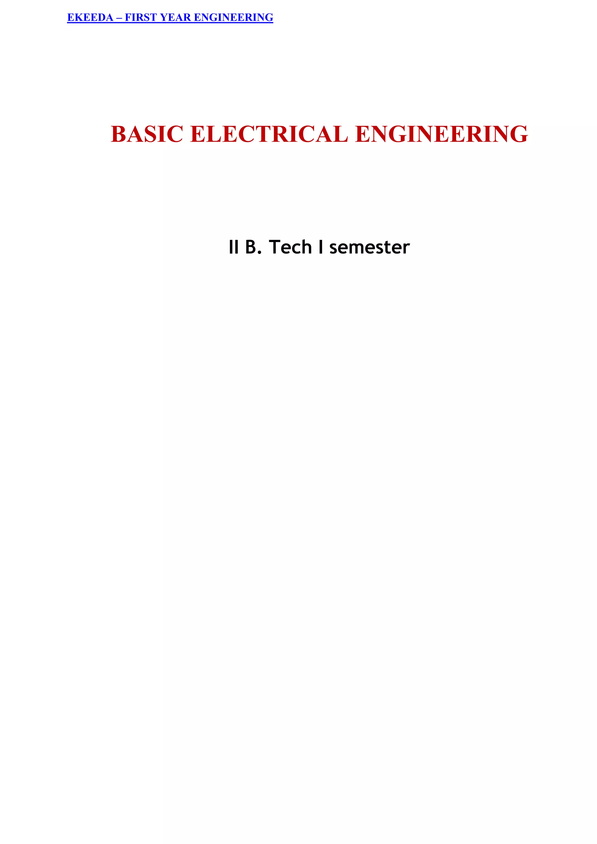 Ekeeda - First Year Enginering - Basic Electrical Engineering | PDF