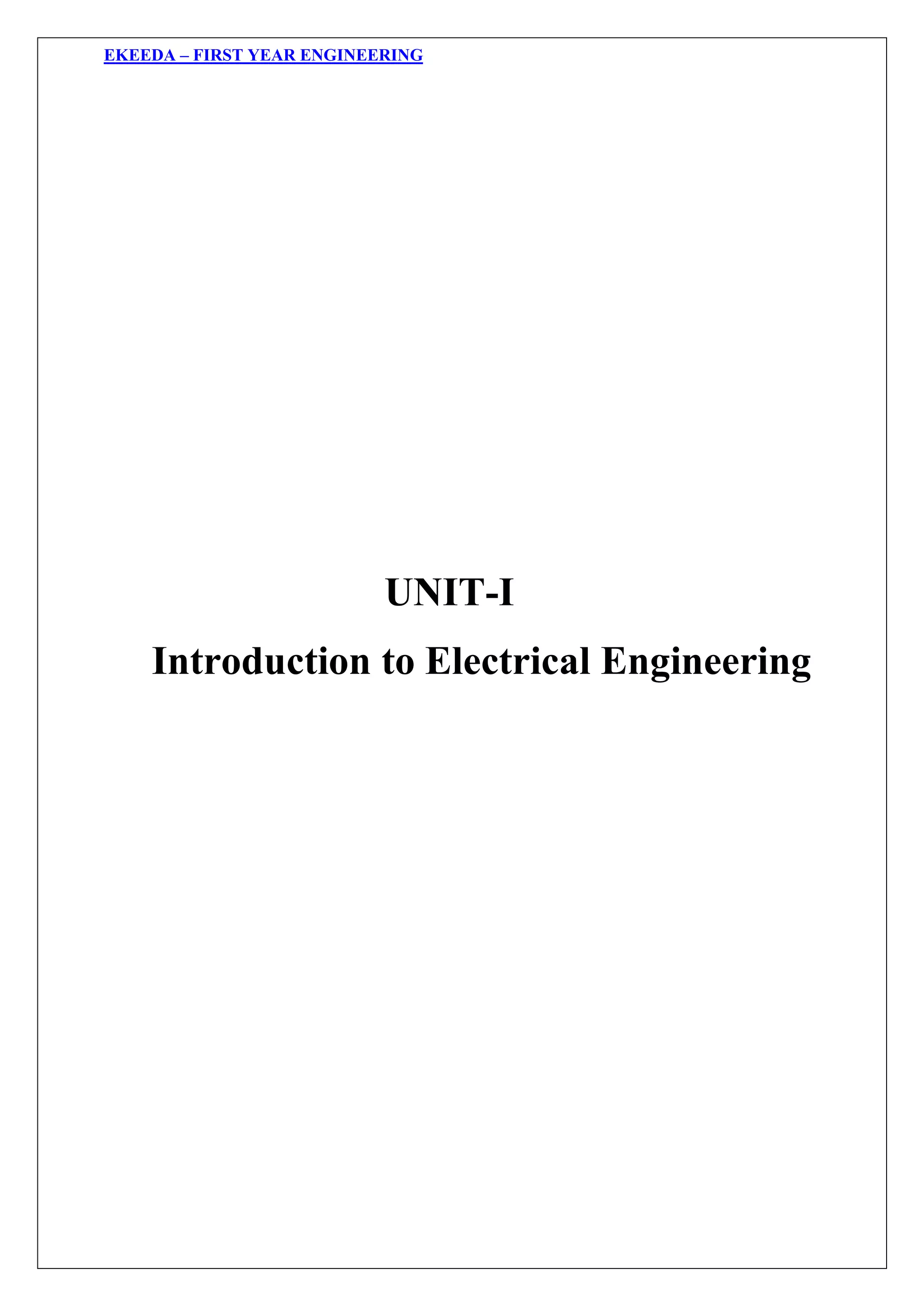 Ekeeda - First Year Enginering - Basic Electrical Engineering | PDF