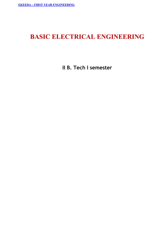 Ekeeda - First Year Enginering - Basic Electrical Engineering | PDF