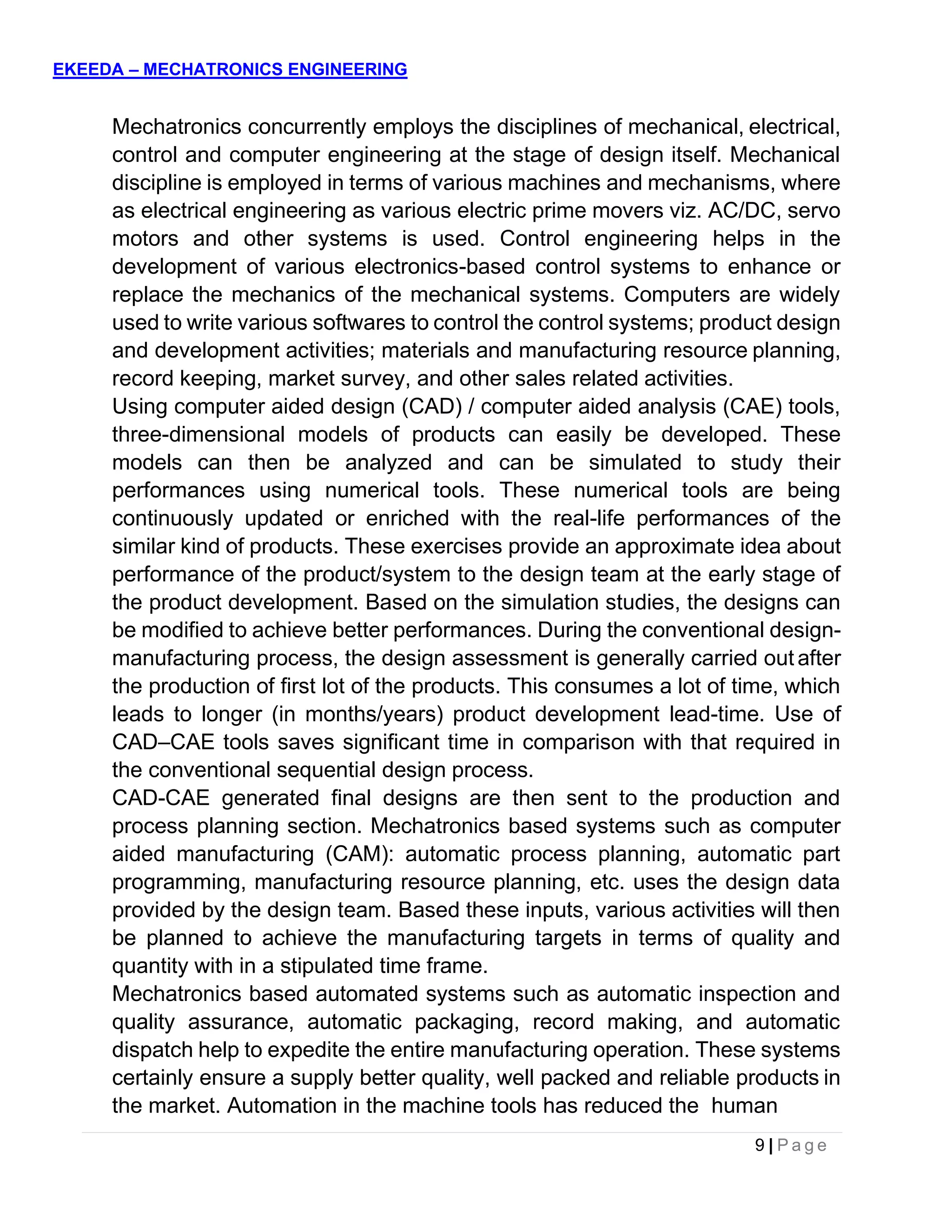 Ekeeda - Mechatronics Engineering - Introduction to Mechatronics | PDF | Technology & Computing