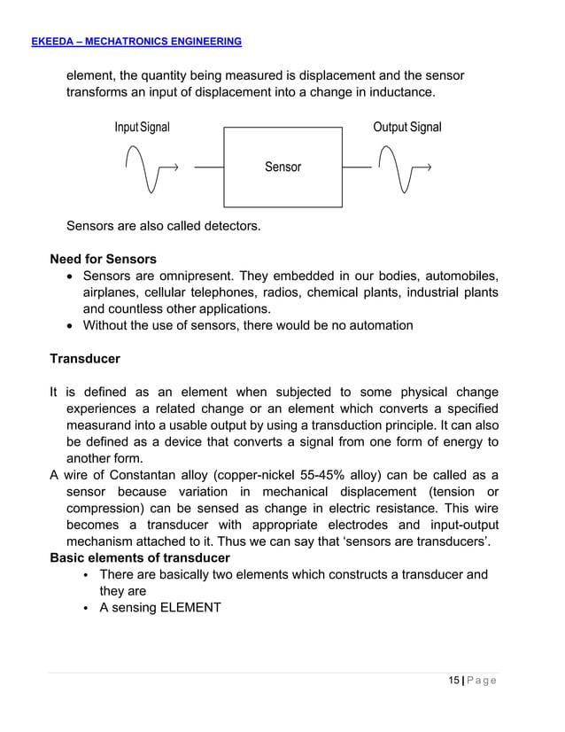 Ekeeda - Mechatronics Engineering - Introduction to Mechatronics