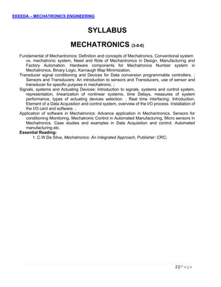 Ekeeda - Mechatronics Engineering - Introduction to Mechatronics | PDF