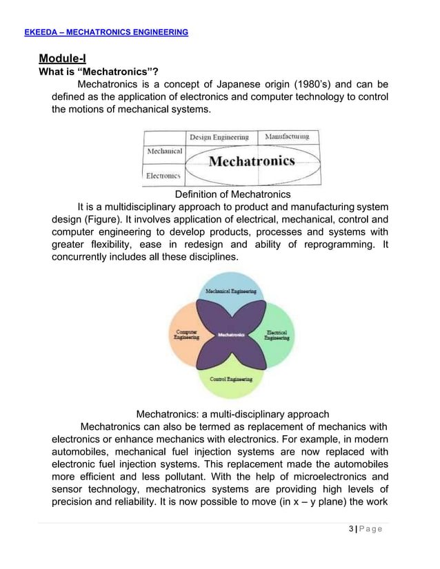 Ekeeda - Mechatronics Engineering - Introduction to Mechatronics