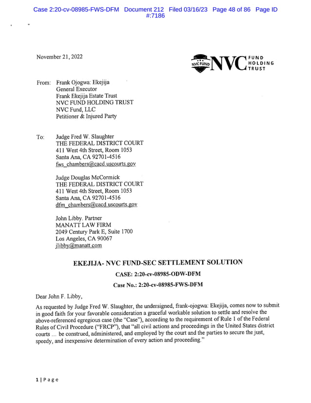 EKEJIJA -NVC FUND-SEC SETTLEMENT SOLUTION COURT DOCKET STAMPTED.pdf