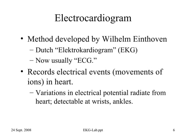 Ekg labCardiac electrophysiology | PPT