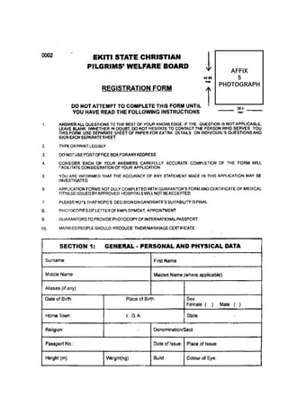 Ekiti State Christian Pilgrim Form. | PDF