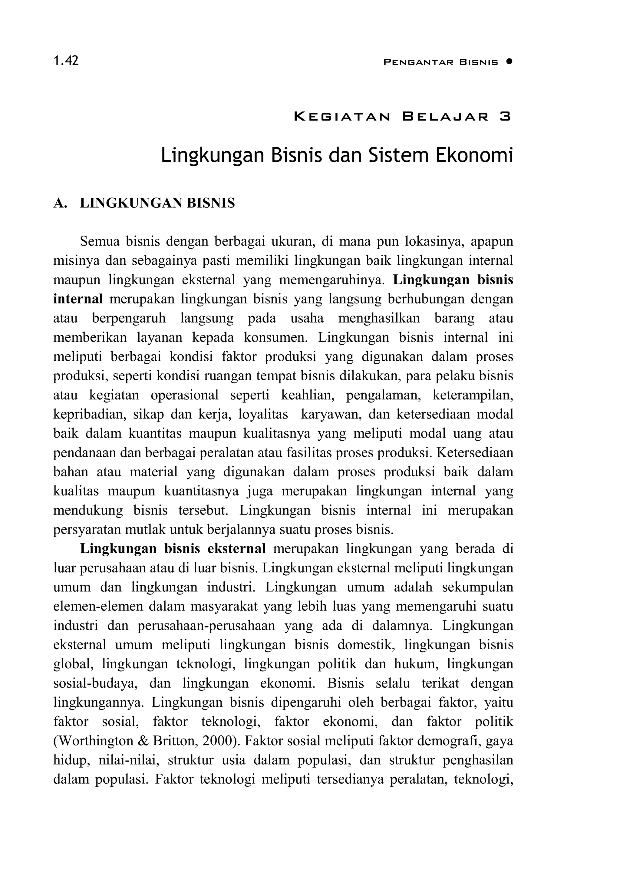 pengertian dasar bisnis, kewirausahaan, dan lingkungan bisnis | PDF