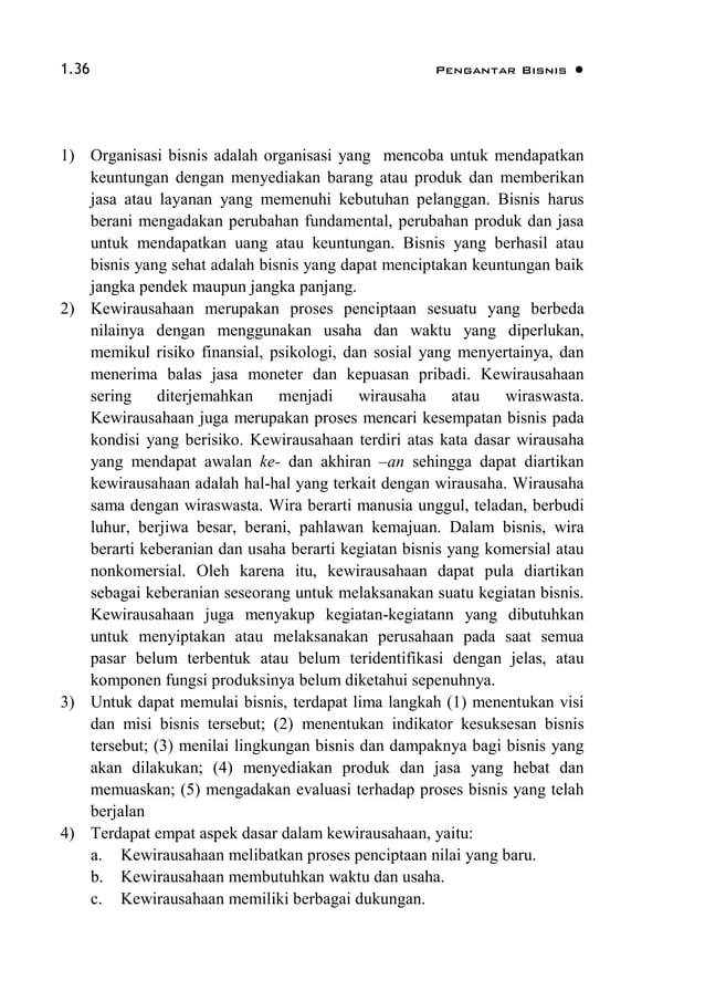 pengertian dasar bisnis, kewirausahaan, dan lingkungan bisnis | PDF