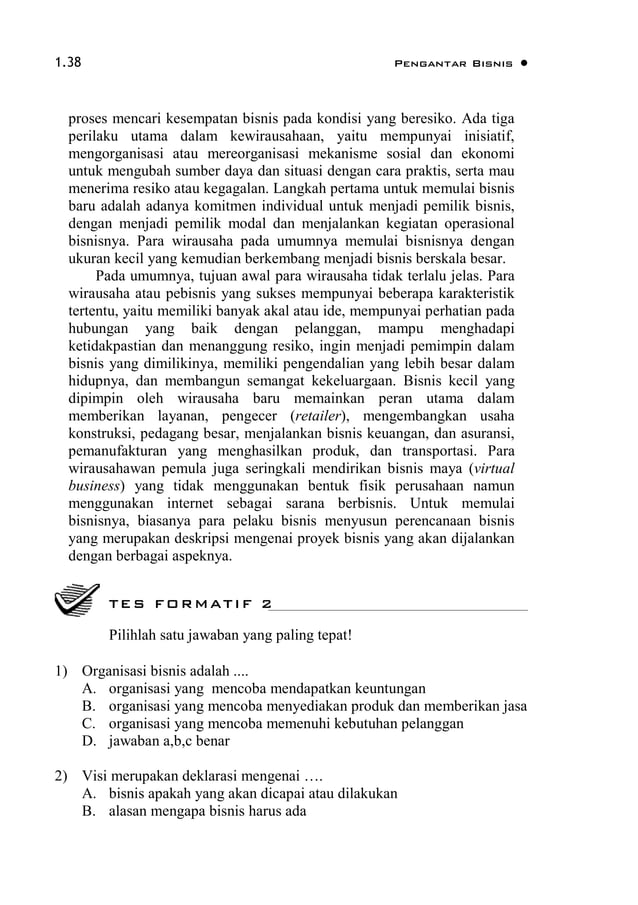 pengertian dasar bisnis, kewirausahaan, dan lingkungan bisnis | PDF