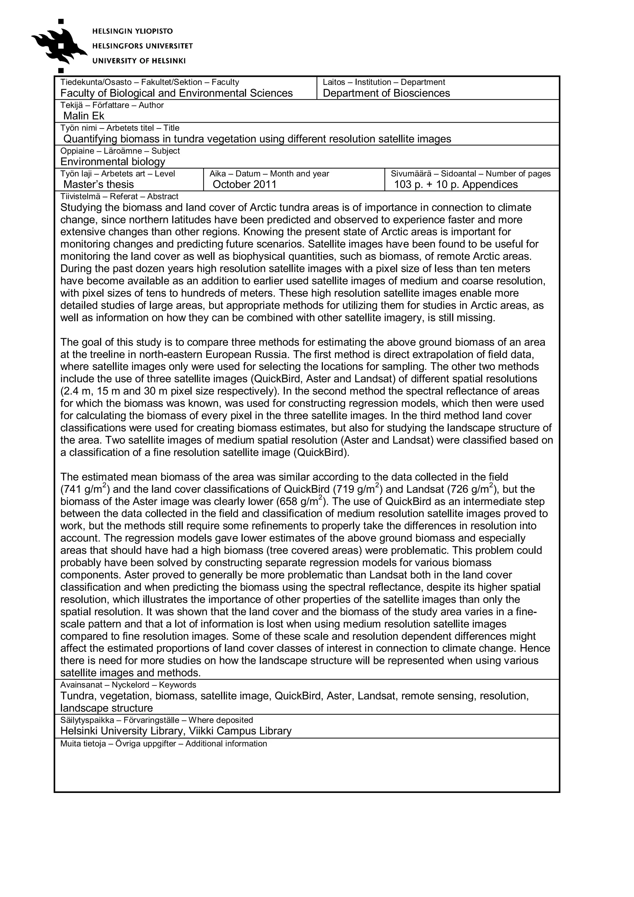 Masters Thesis Abstract | PDF