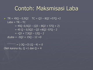 Ekman (Pert. 2) - Optimasi Ekonomi (Ek. Mikro) | PPT