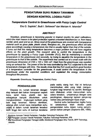 PENGATURAN SUHU RWAH TANAMAN DENGAN KONTROL LOGIKA FUZZY .>. Temperature Control in Greenhouse ...