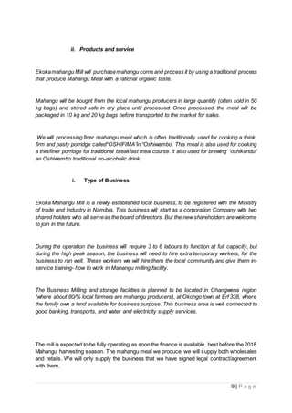 Ekoka mahangu mills business plan | DOCX