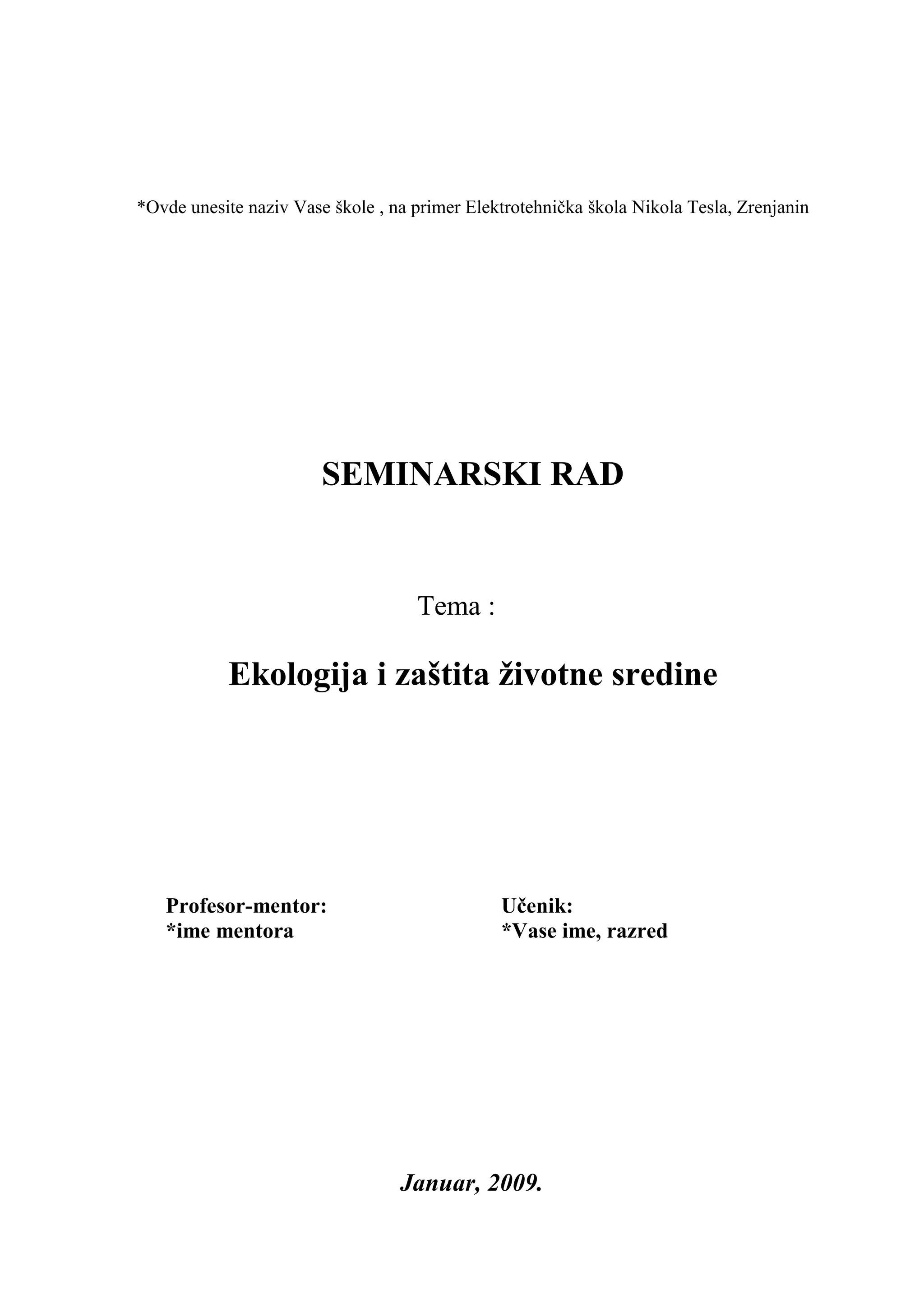 Ekologija i zastita zivotne sredine | DOC