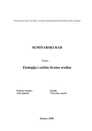 Ekologija i zastita zivotne sredine | DOC