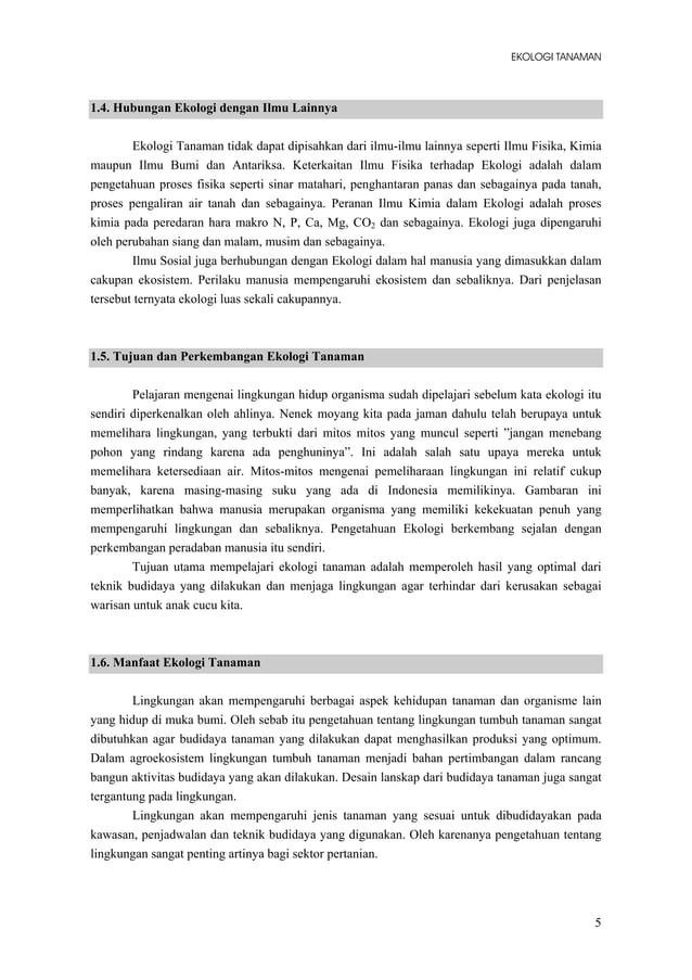 Ekologi tanaman final bab 1 | PDF