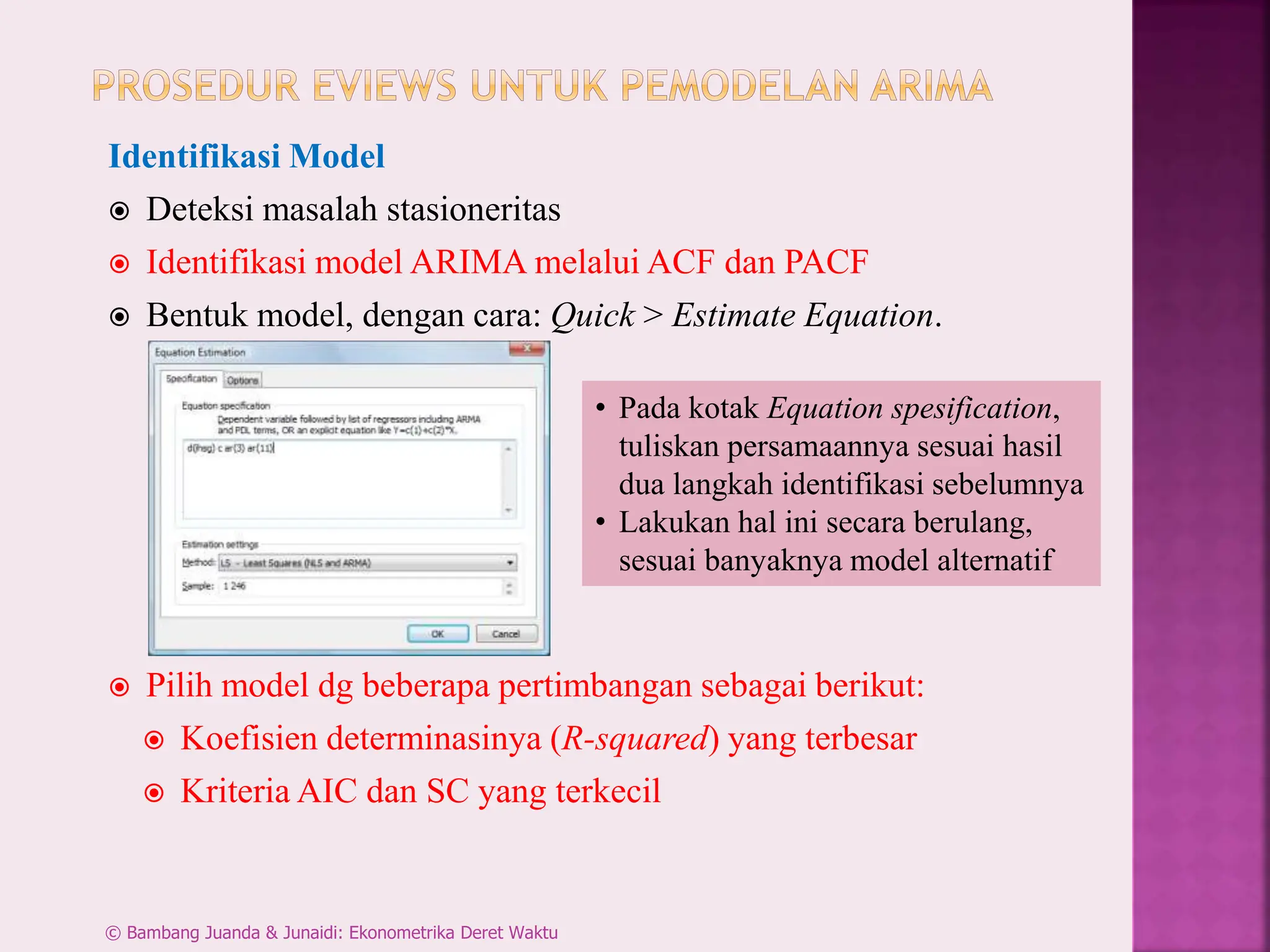 analisa deret waktu menggunakan algoritma arima | PPTX