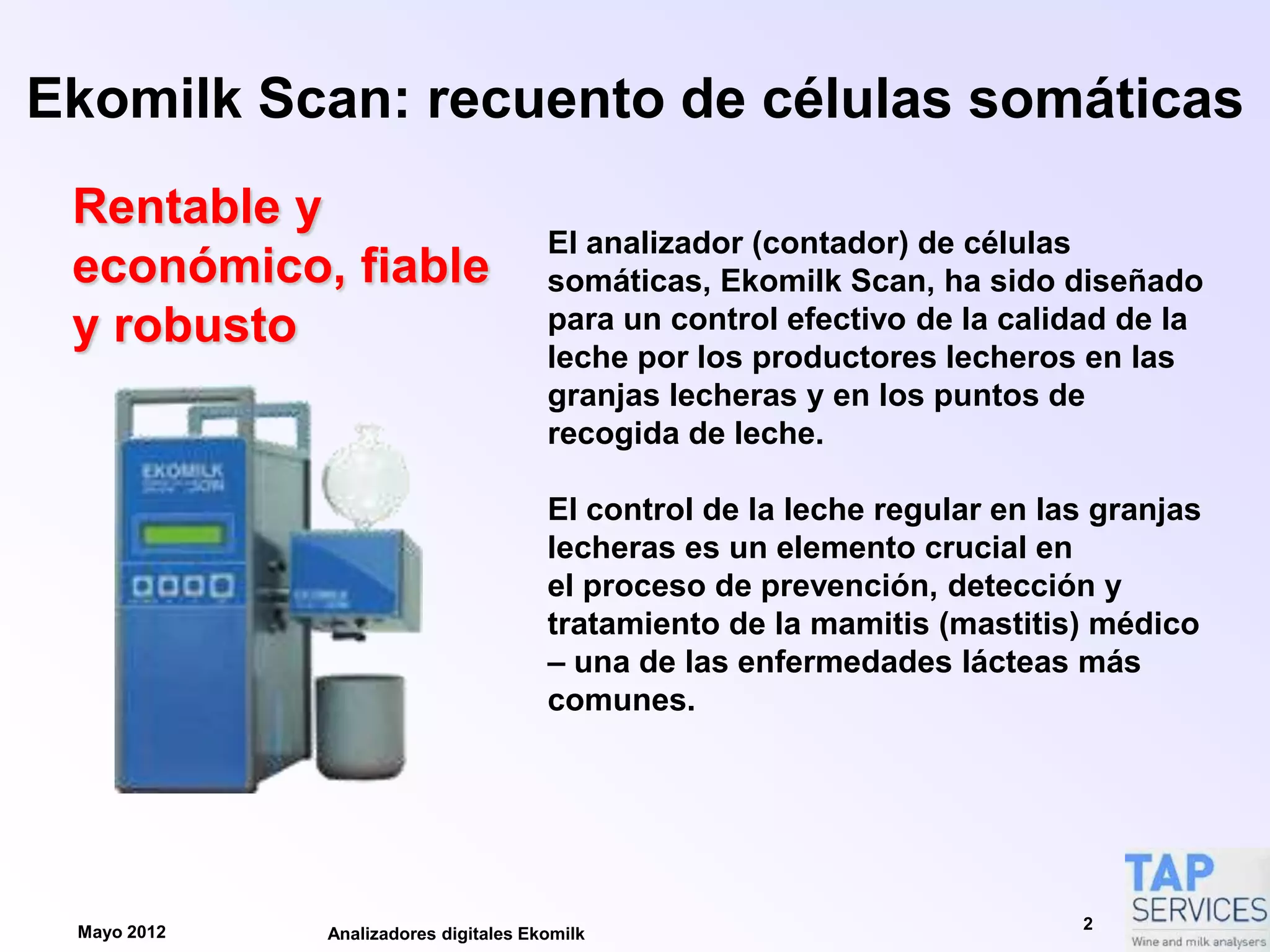 Ekomilk Scan+ para el recuento de células y mastitis monitoring por ...