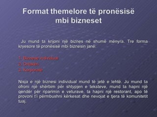 Fillimi i nje biznesi | PPTX