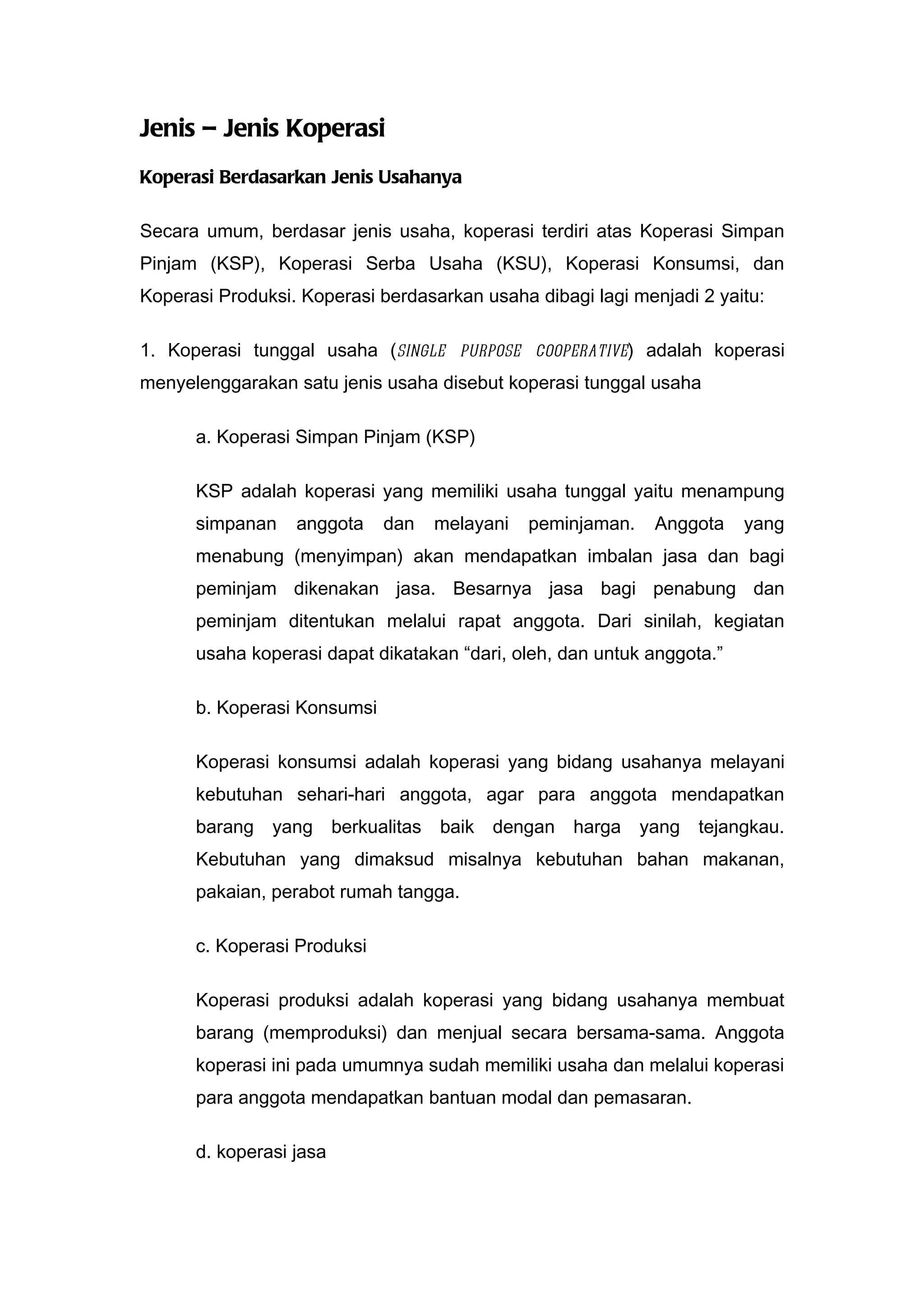 Ekonomi jenis koperasi | PDF